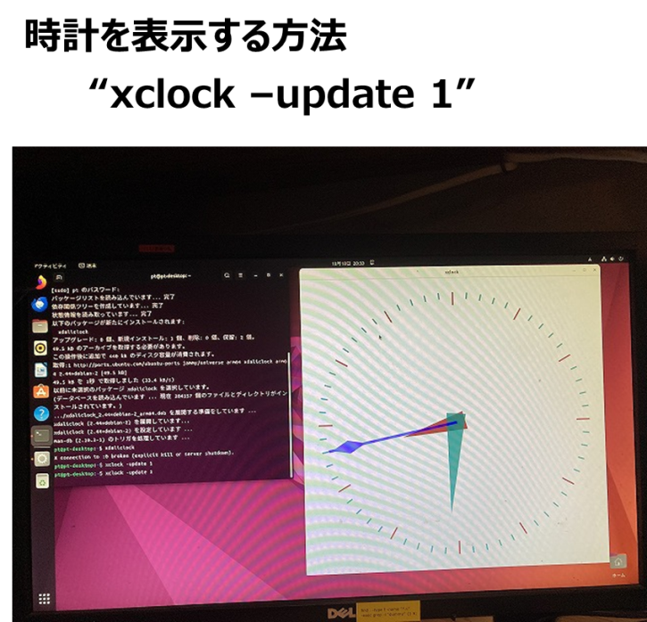 ubuntuのGUIでxclockでアナログ時計を表示し、表示し続ける方法 | こぼれネット
